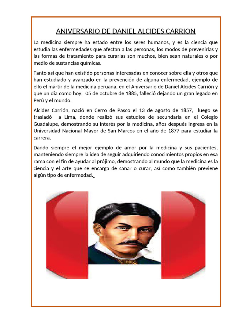 Aniversario de Daniel Alcides Carrion | PDF