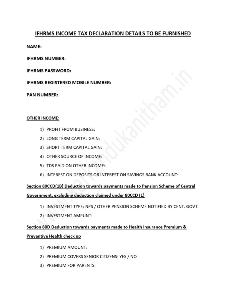 Ifhrms Income Tax Declaration Details | PDF | Loans | Insurance
