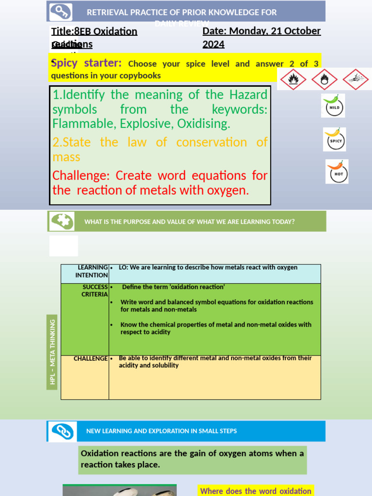 8EB Oxidation | PDF | Oxide | Chemical Reactions