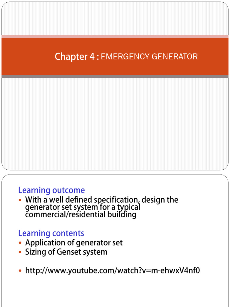 Emergency Generator Overview and Design | PDF | Electric Generator ...