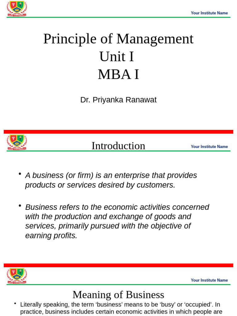 Principle of Management Unit 1 | PDF | Commerce | Business