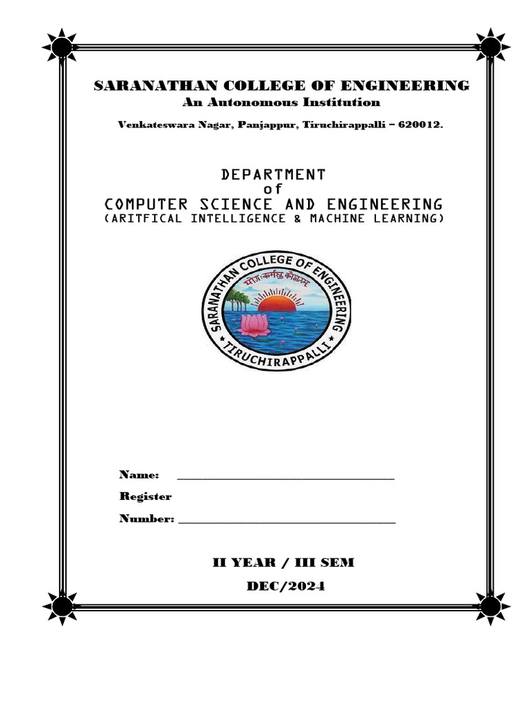 Cs3361-Ds-Lab-Aiml Front Cover | PDF | Career & Growth | Technology & Engineering