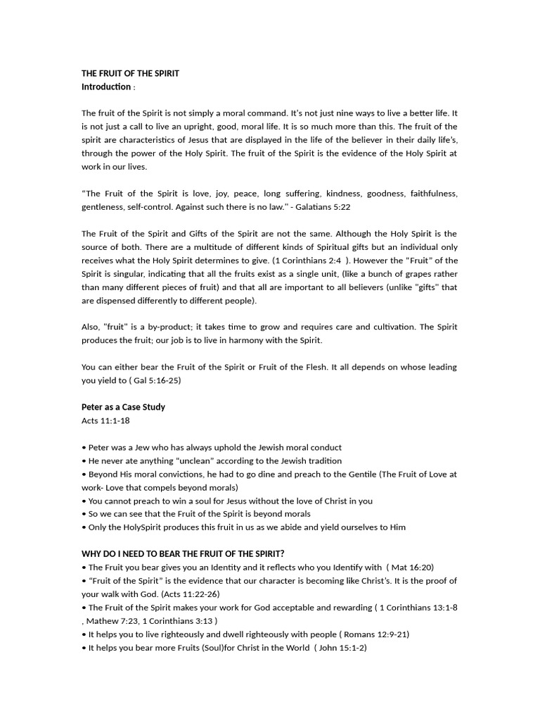 The Fruit of the Spirit | PDF | Fruit Of The Holy Spirit | Jesus