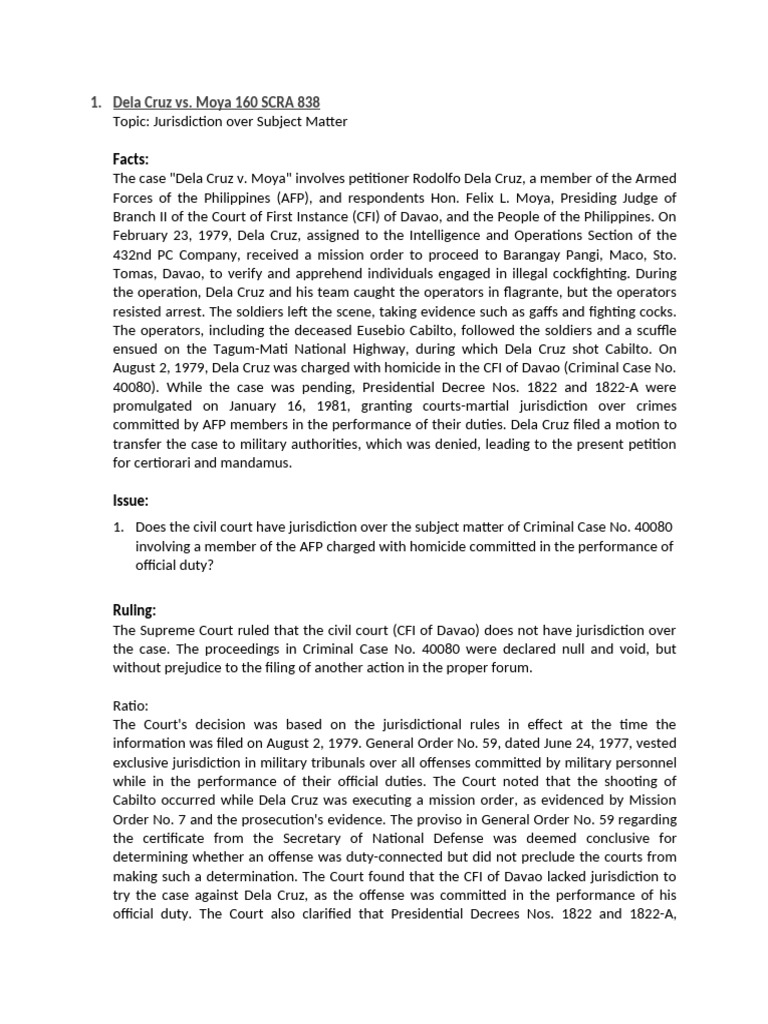 Dela Cruz vs. Moya 160 SCRA 838 | PDF | Jurisdiction | Government