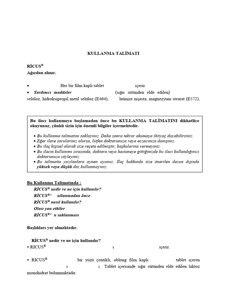 Ricus 1mg Film Tablet KT | PDF