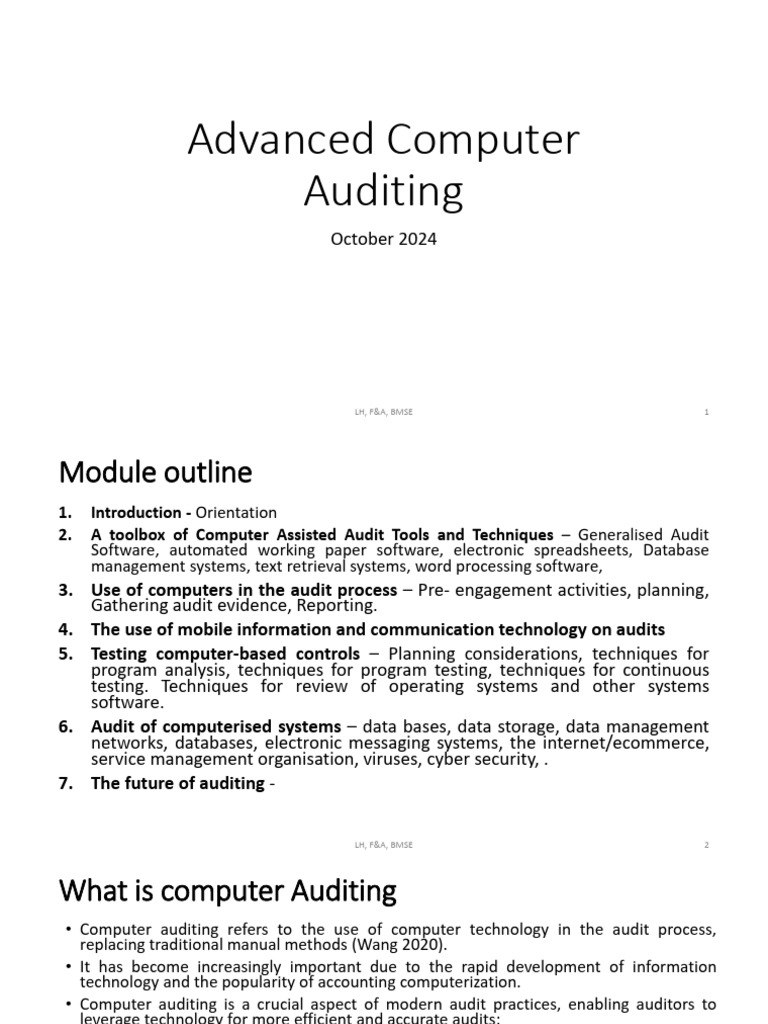 Advanced Computer Auditing Notes 2024 - Topic 1&2 For Class | PDF ...