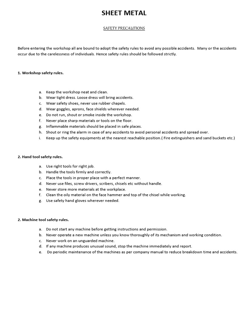 First Year Sheet Metal Notes | PDF | Sheet Metal | Mechanical Engineering