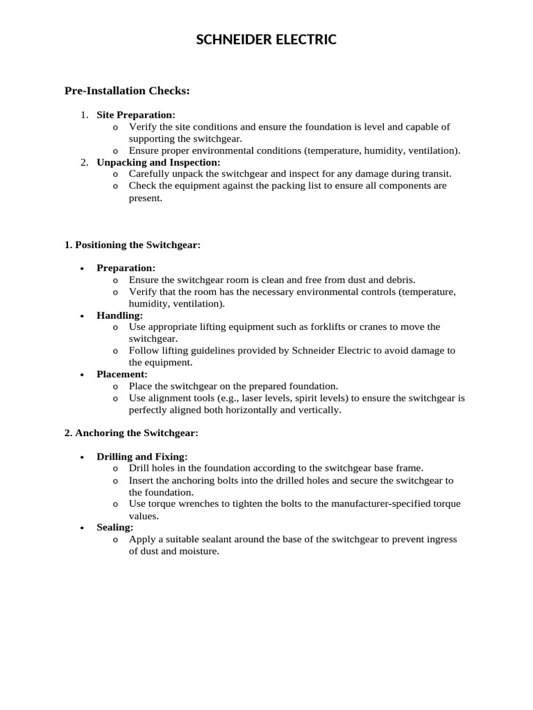 Schneider Electric Installation Sequence | PDF | Electrical Wiring ...