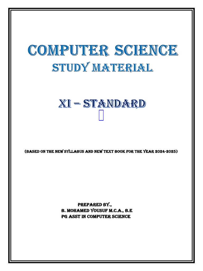 11th Computer Science Study Material English Medium PDF Download | PDF ...