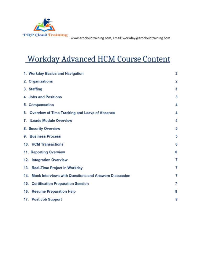 Workday HCM Training - ERP Cloud | PDF