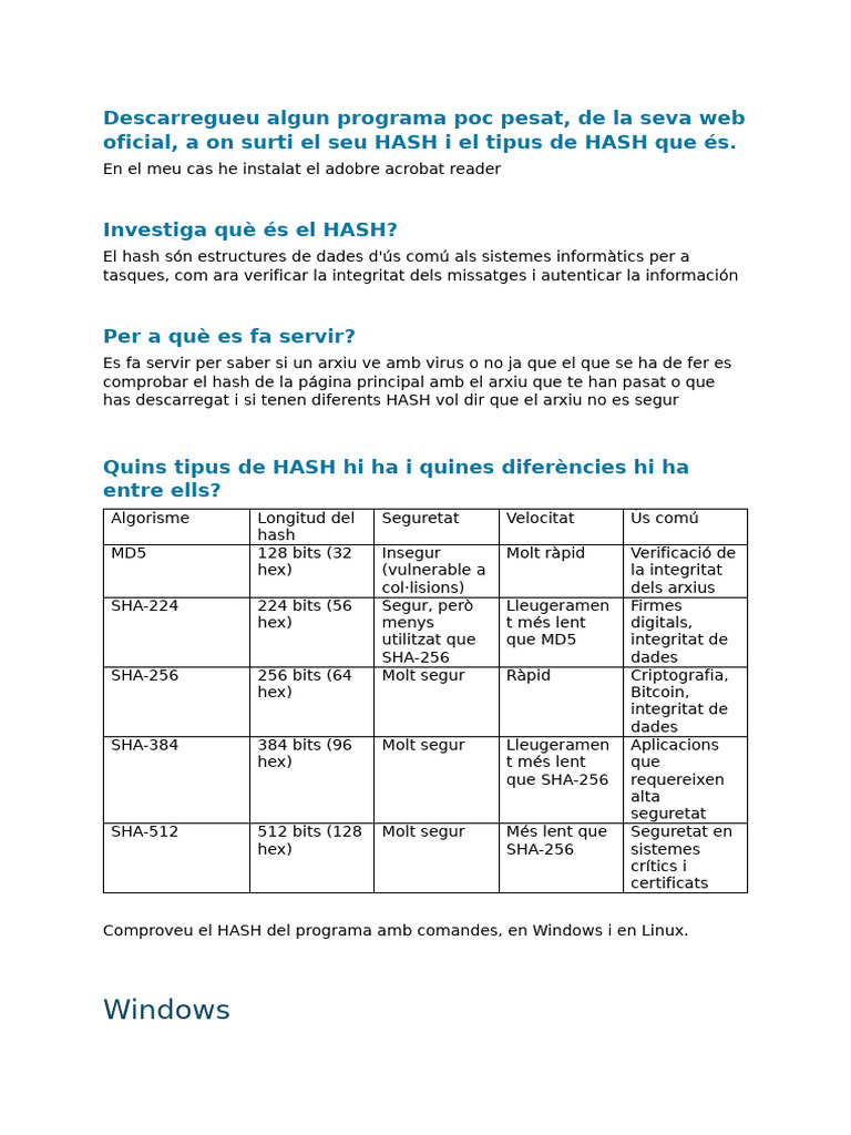 Utilitat Del HASH | PDF