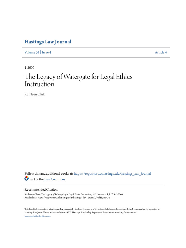 Watergate's Impact on Legal Ethics | PDF | Watergate Scandal | United ...