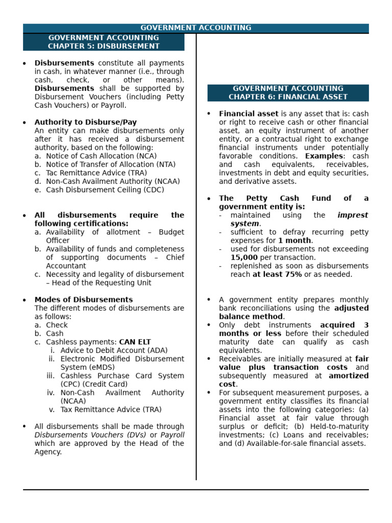 Disbursement Processes in Government Accounting | PDF | Fair Value ...