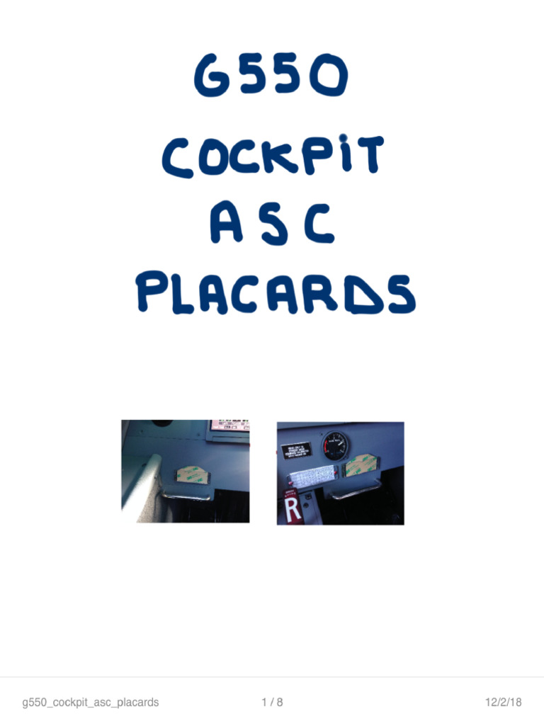 g550 Cockpit Asc Placards | PDF