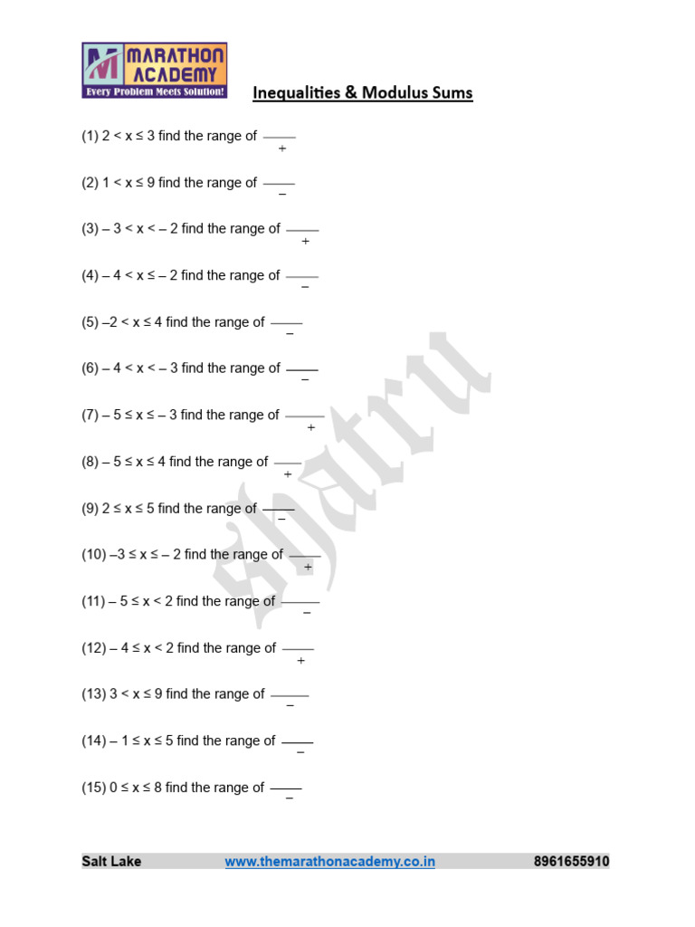 Inequalities & Modulus Sums | PDF | Teaching Methods & Materials