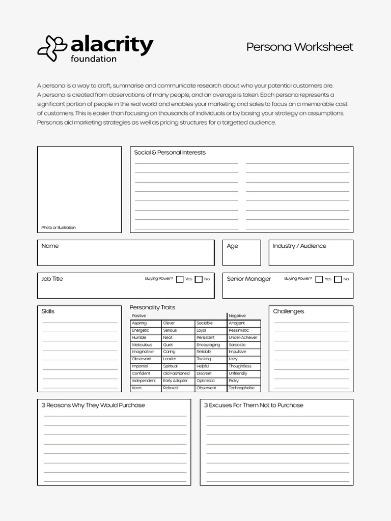 Alacrity Persona Worksheet | PDF