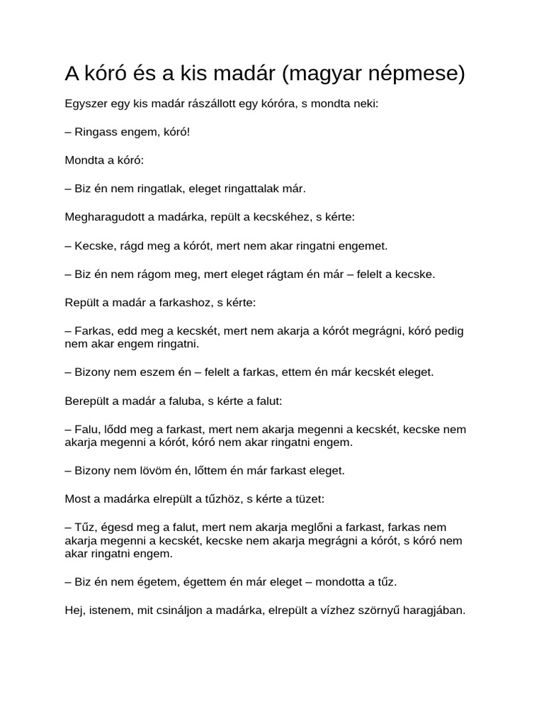 A Kóró És A Kis Madár | PDF