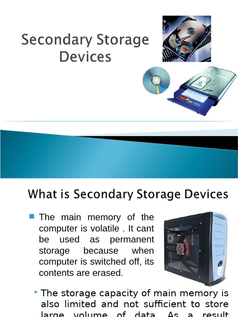 Secondary Storage Devices | PDF | Computer Data Storage | Hard Disk Drive