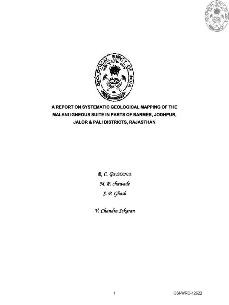 GSI Report Systematic Geological Mapping 1 | PDF | Granite | Igneous Rock