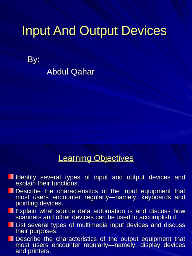 Input and Output Devices | PDF | Printer (Computing) | Computer Keyboard