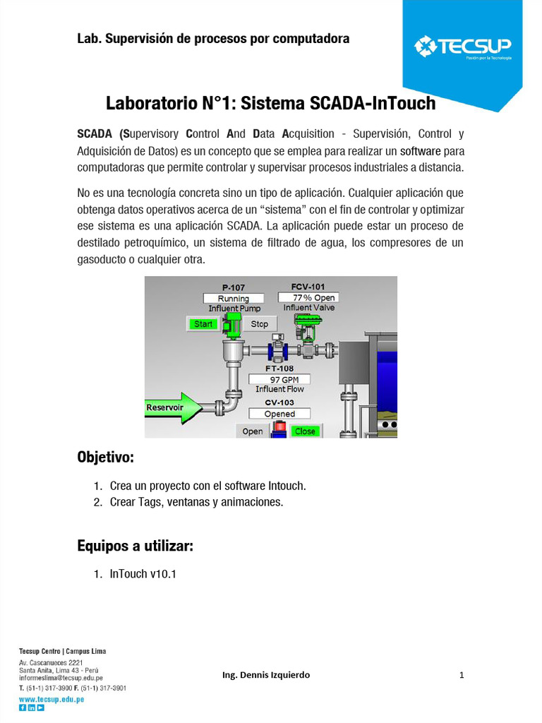 Lab 01 Supervisión de Procesos Por Computadora | PDF | Scada | Software de la aplicacion