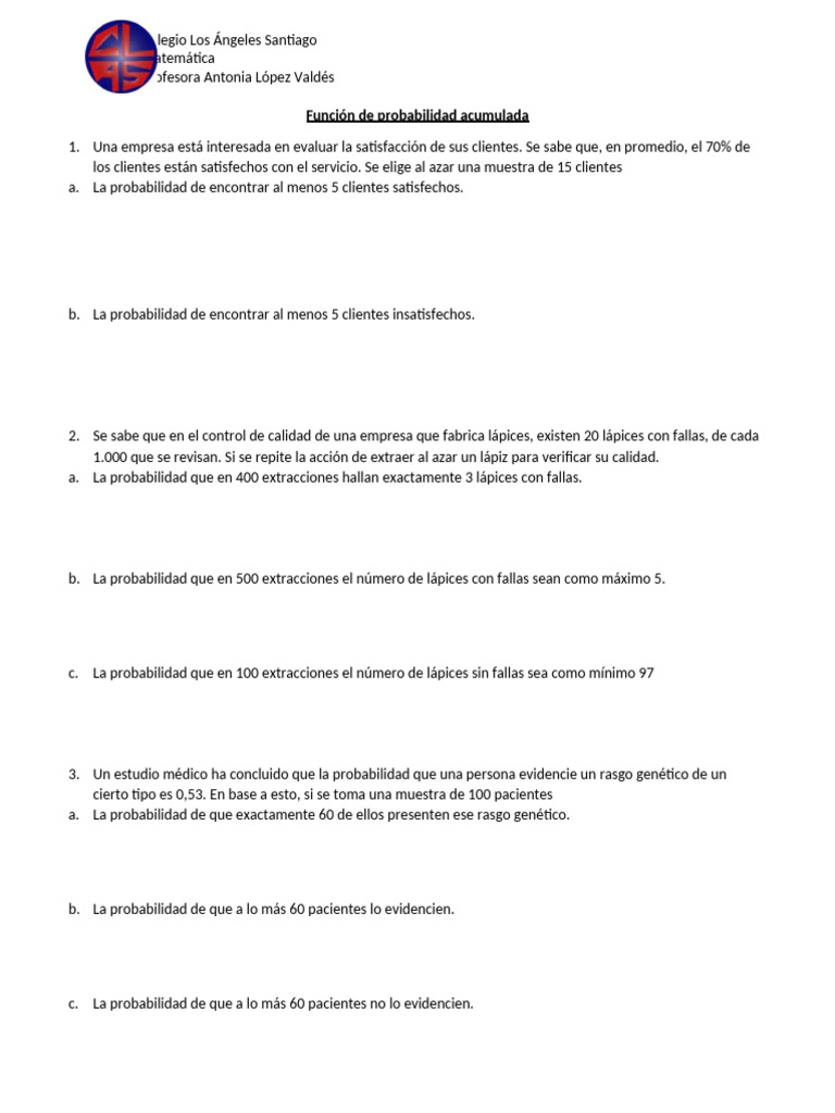 Guía Probabilidad Acumulada de Una Binomial | PDF | Relaciones personales, crianza y desarrollo ...