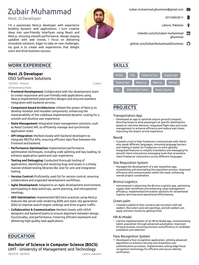 ZUBAIR's Resume | PDF | Computing | Software Engineering