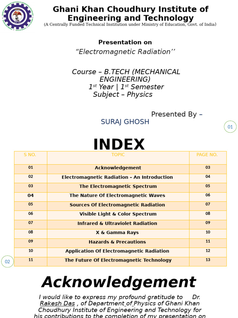 GKCIET Physics PPT CA 1 | PDF | Electromagnetic Radiation | Electromagnetic Spectrum
