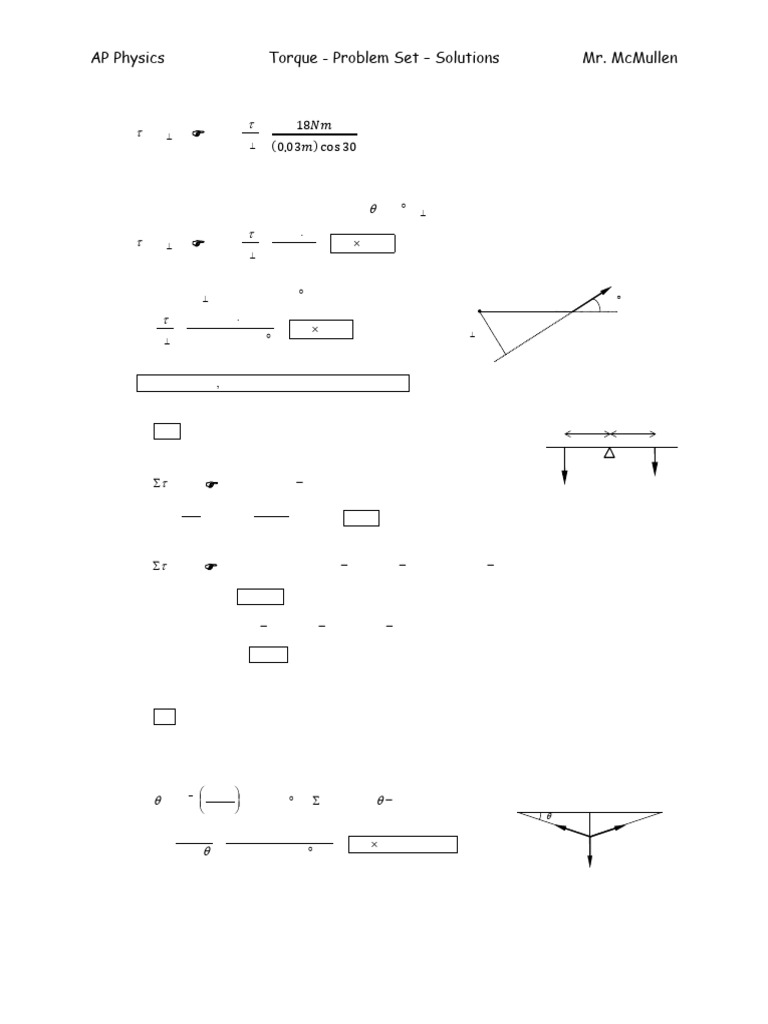 Torque Problem Set Solutions | PDF | Center Of Mass | Torque