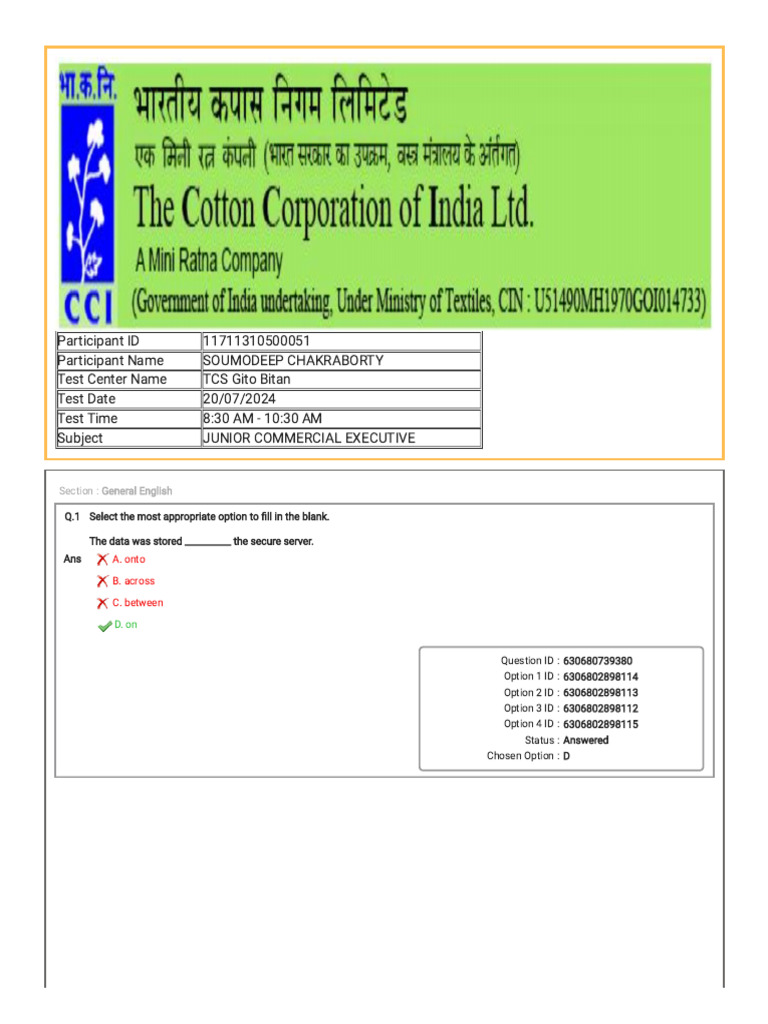 CCI Answer Sheet | PDF | Association Football