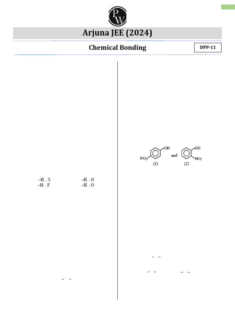 Chemical Bonding Concepts for JEE 2024 | PDF | Chemical Bond | Hydrogen ...