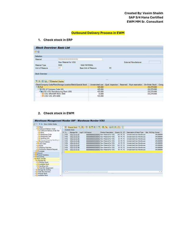 Outbound Delivery Process in SAP EWM | PDF | Information Technology ...