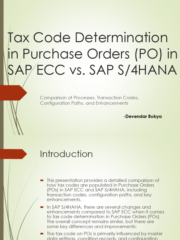 Tax Code Determination in Sap Ecc Vs Sap S 4 Hana 1725145001 | PDF | Value Added Tax | Taxes