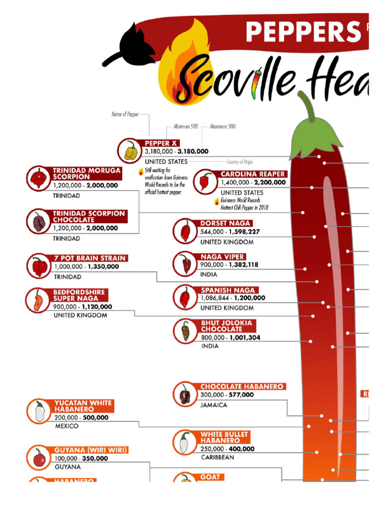 Scoville Heat Ratings of Popular Peppers | PDF