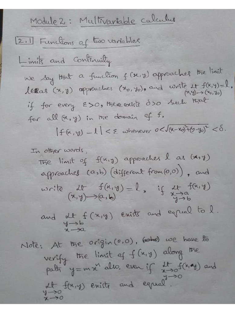 14-Module2-Functions of Two Variables - Limits and Continuity-20-08-2024 | PDF