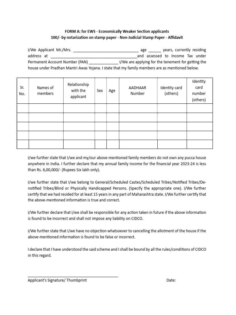 PMAY - NON-PMAY Eligibility Declaration | PDF | Signature | Taxes