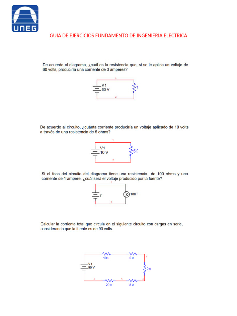 Guia de Ejercicios Fundamento de Ingenieria Electrica | PDF