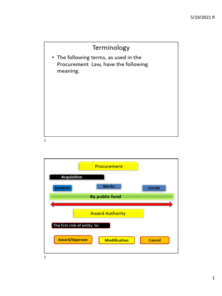 Procurement Law Terminology Guide | PDF | Government Procurement In The ...