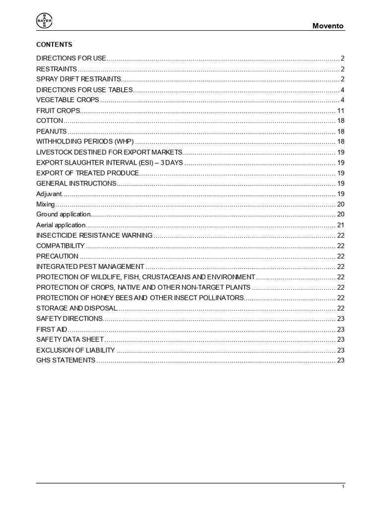 Movento 240 SC Product Label | PDF | Cabbage | Insecticide