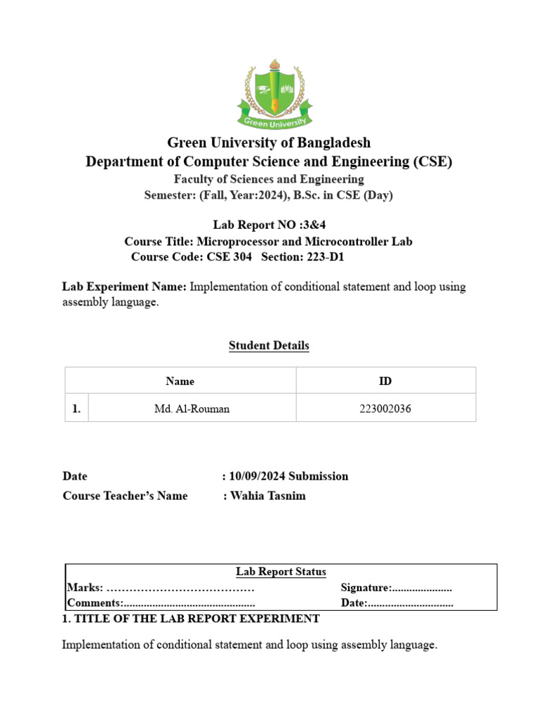 Al-Rouman (Micro Lab3&4 D1 - ) | PDF | Computer Program | Programming