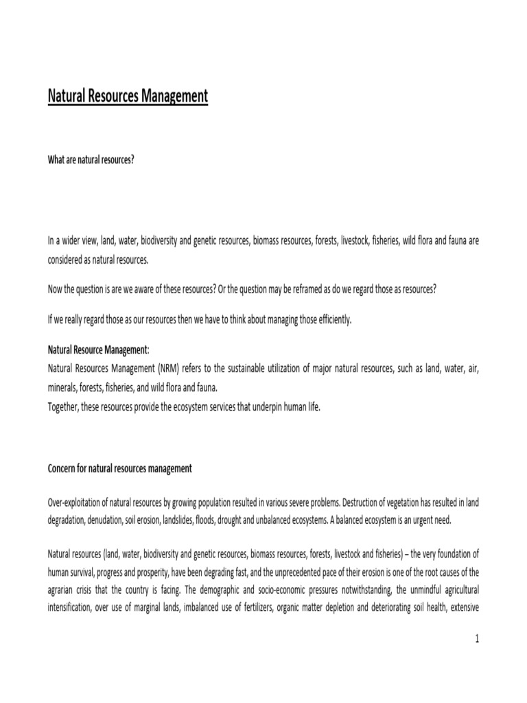 Natural Resource Management Guide | PDF | Energy Conservation | Agriculture