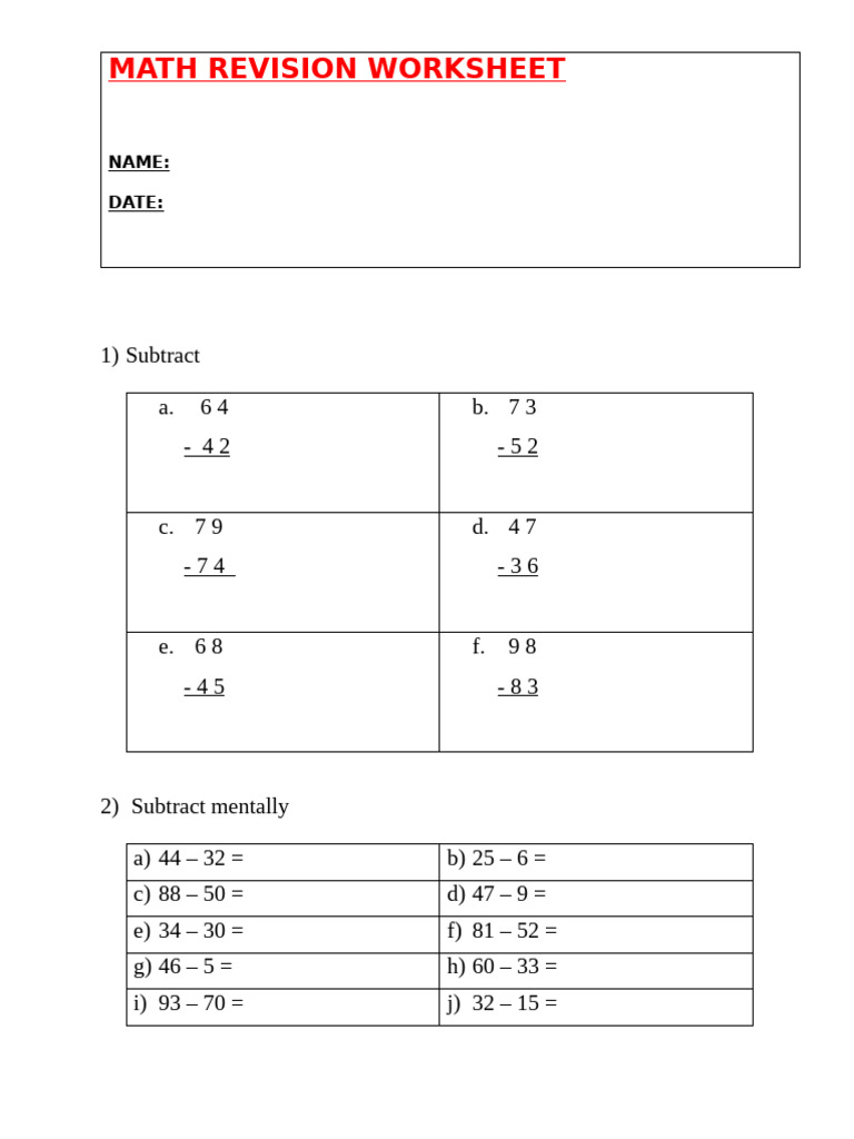 Math Revision | PDF | Teaching Methods & Materials