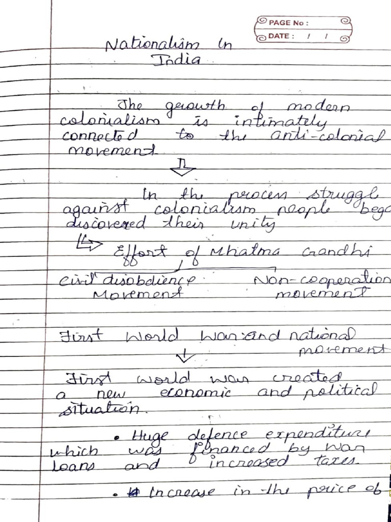 Nationalism in India (SST Class 10 Notes) | PDF