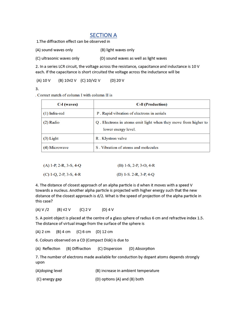 Physics Exam Questions and Concepts | PDF | Photoelectric Effect ...