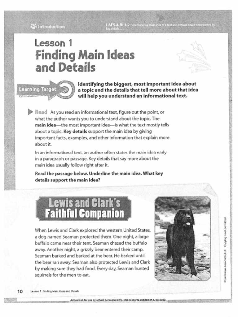 4th Grade Reading Lesson 1 | PDF