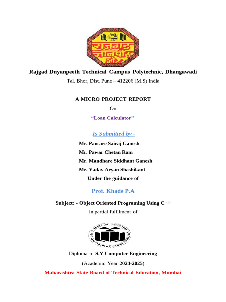 Object Oriented Programming Microproject | PDF | Loans | Interest Object Oriented Programming Microproject | PDF | Loans | Interest