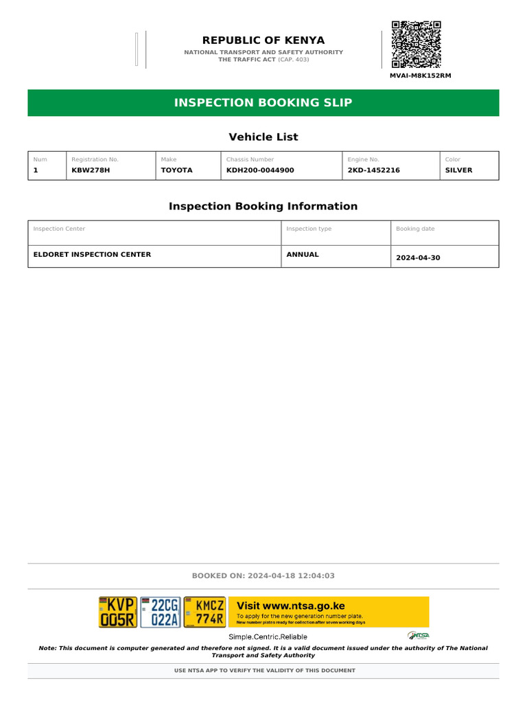 MVAI-M8K152RM-Booking Slip | PDF