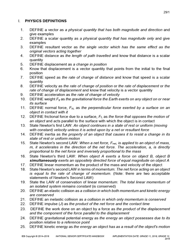 Definitions of Physical Science | PDF | Force | Redox