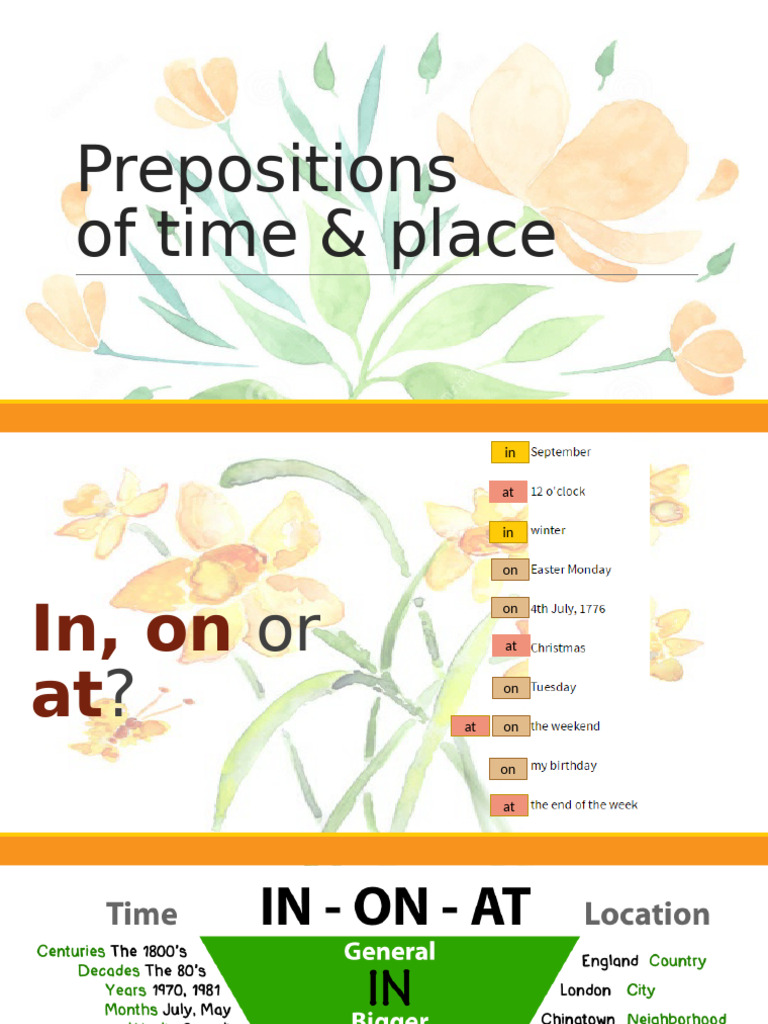 Prepositions of Time and Place Grammar Drills - 95017 | PDF | Language ...
