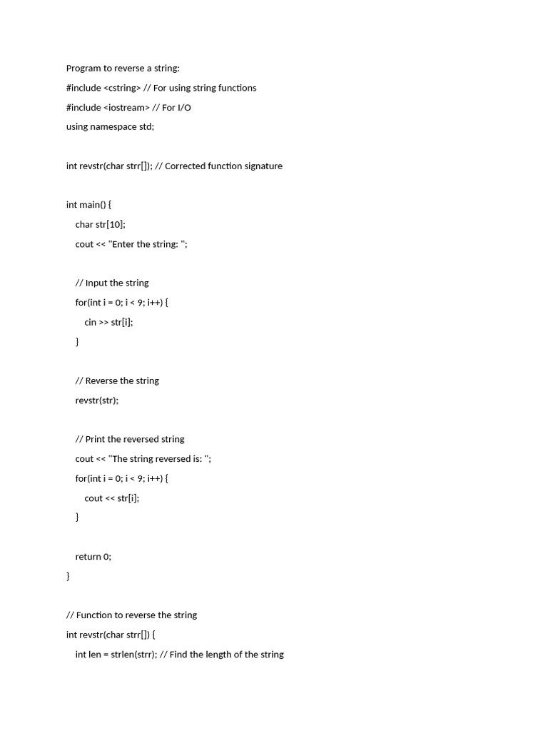 C++ String Reversal Program | PDF